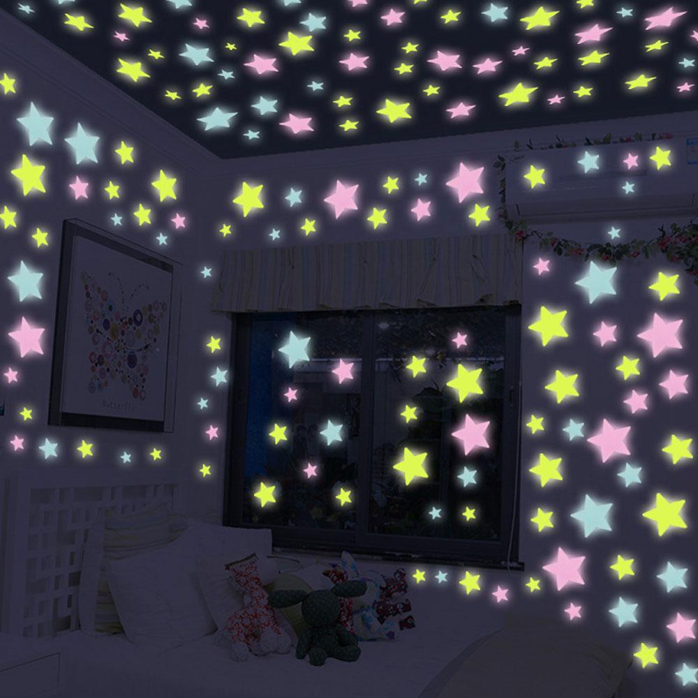 Glow Wall Decals High Def Photos 50pcs Luminous Snowflake Wall Sticker ...