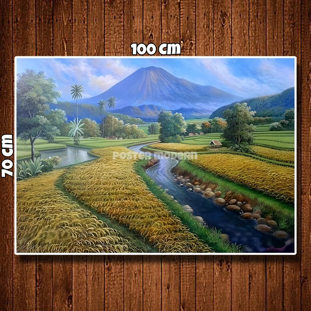 Lukisan Pemandangan Sawah Padi