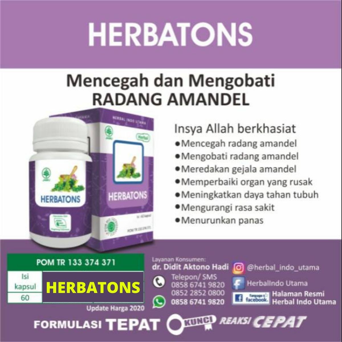 Jual Terlaris! HERBATONS Obat Amandel radang tenggorokan kelenjar getah ...