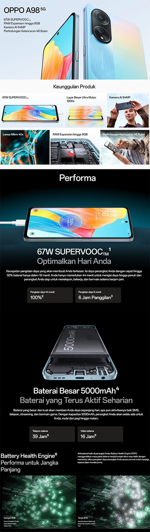Jual OPPO A98 5G 8/256GB NFC 67W Supervooc 64MP AI Camera 5000mAh OPPO ...