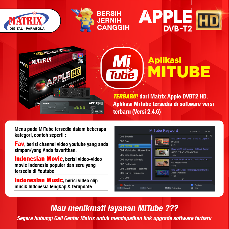 SET TOP BOX DVBT2 RECEIVER MATRIX APPLE HD + KABEL HDMI