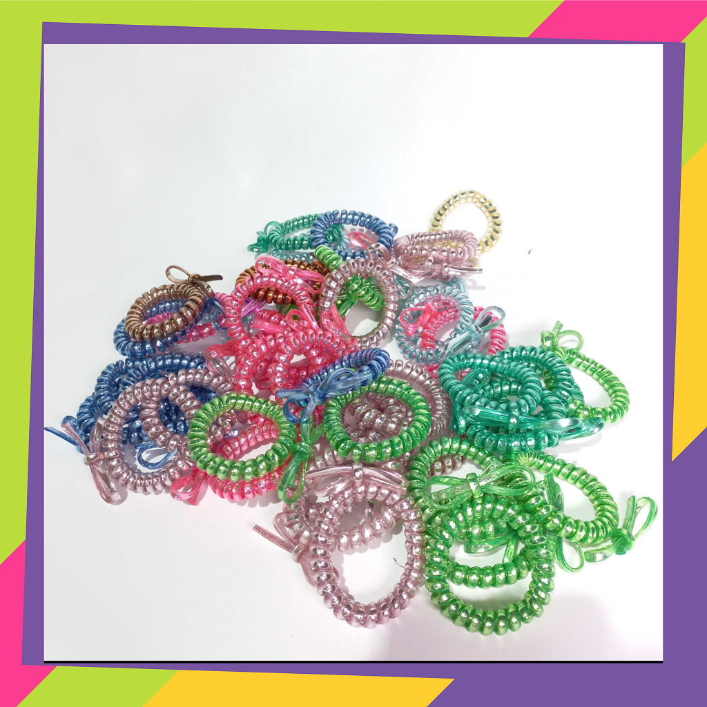 Jual 1808 / Ikat rambut spiral diameter 4cm plus pita / Karet rambut ...