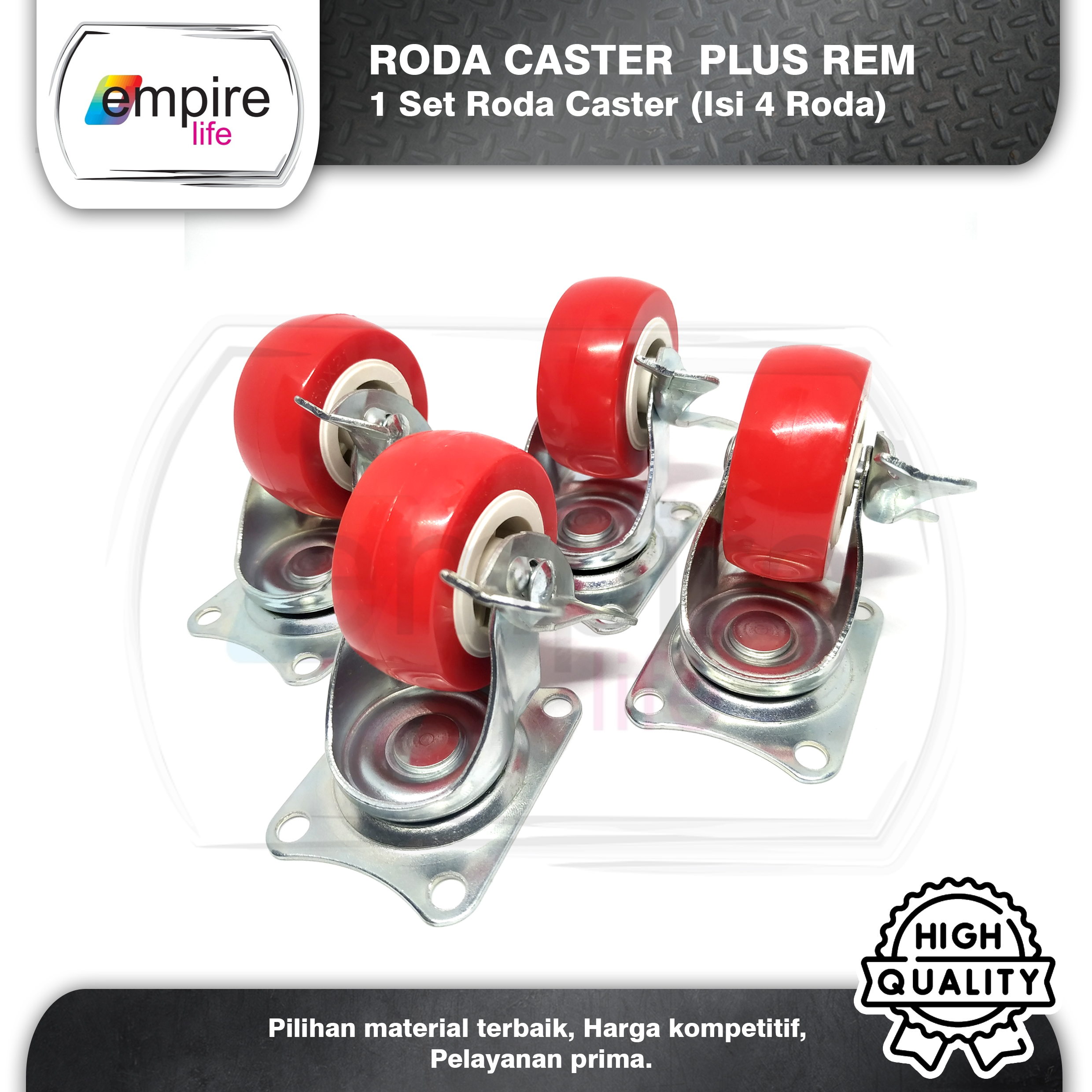 Jual Roda 3 Inch Pu Double Bearing Mati Hidup Rem Troli Caster Pc ...