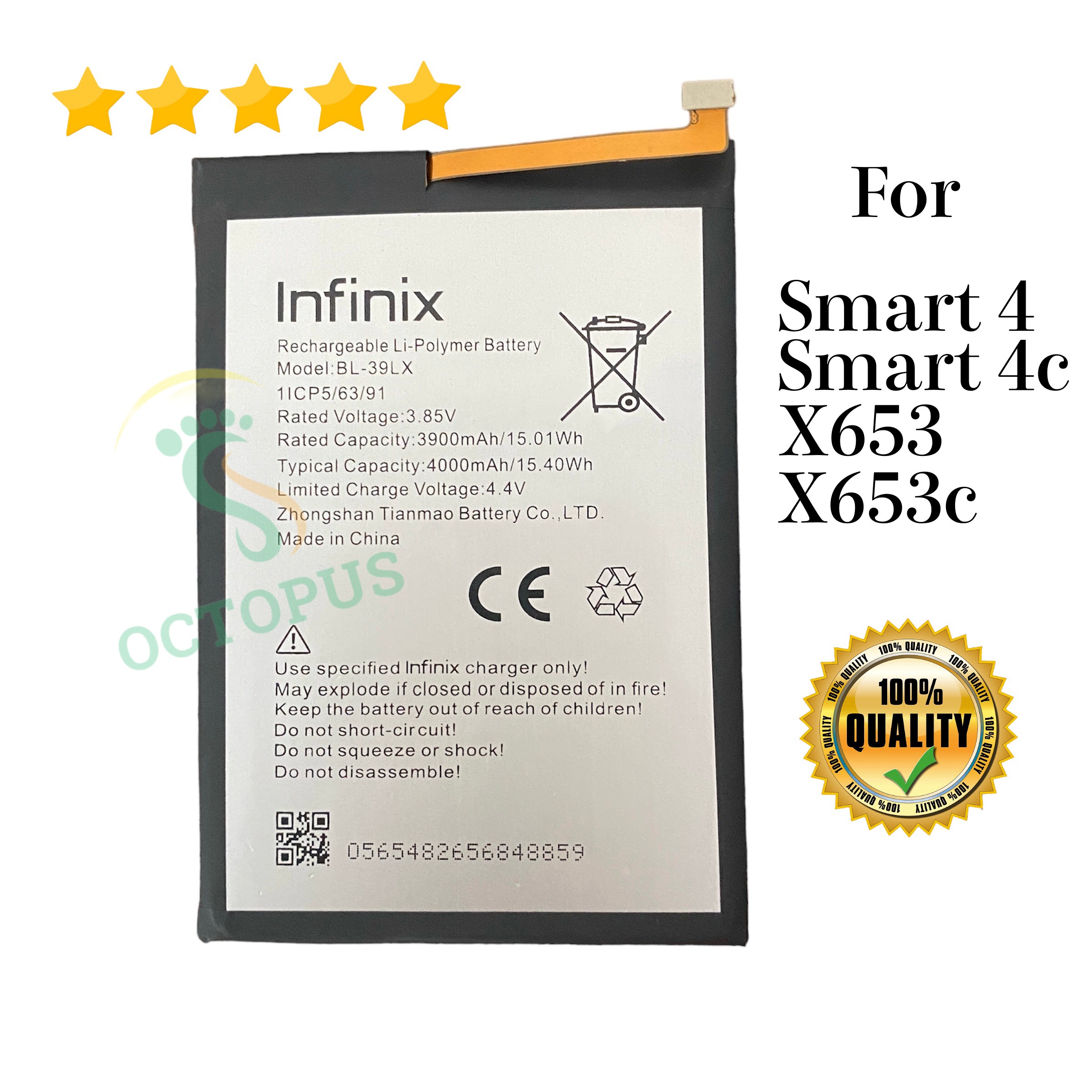 infinix smart 4 x653 infinix smart 4c x653c baterai battery batre ...