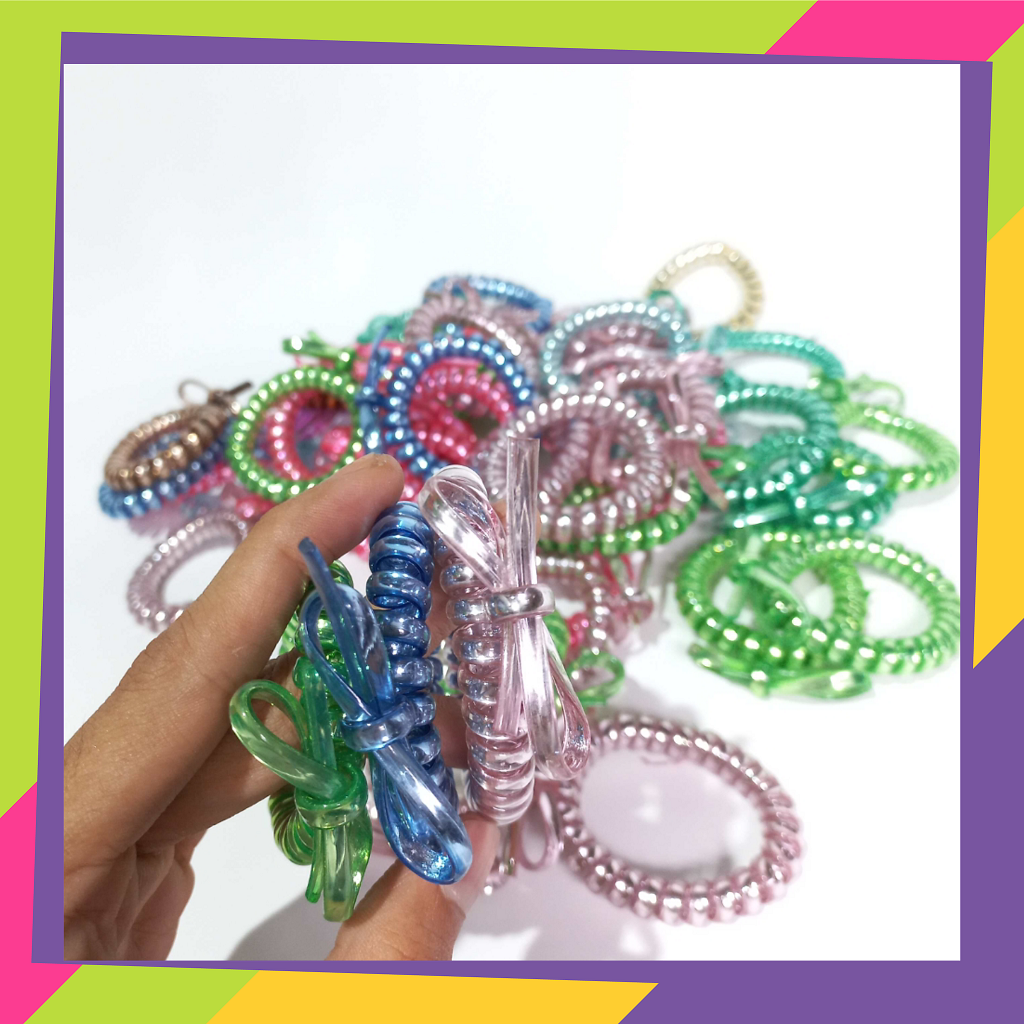 Jual 1808 / Ikat rambut spiral diameter 4cm plus pita / Karet rambut ...