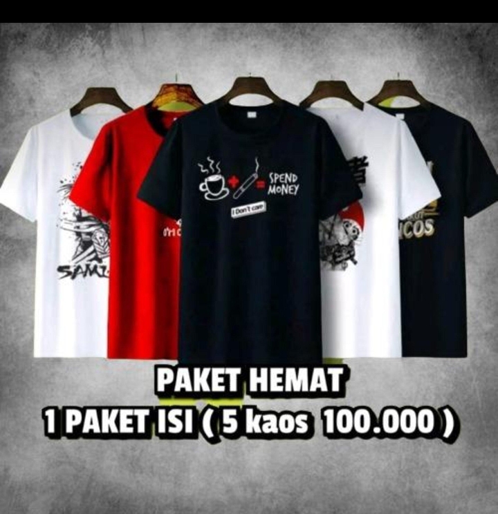 LTD/PAKET HEMAT KAOS DISTRO KEREN 5 BAJU CUMA 100 RIBU KAOS DISTRO PRIA ...