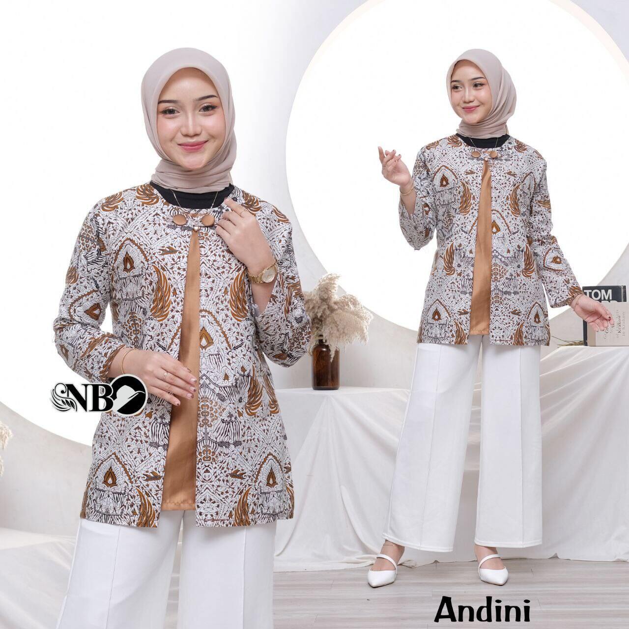 Model Baju Atasan Batik Wanita Kombinasi Polos