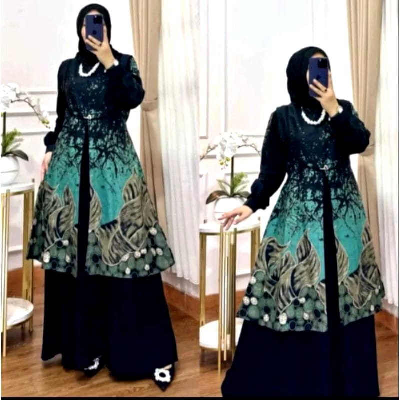 Model Baju Gamis Batik Kombinasi Sifon Jual Model Gamis Batik