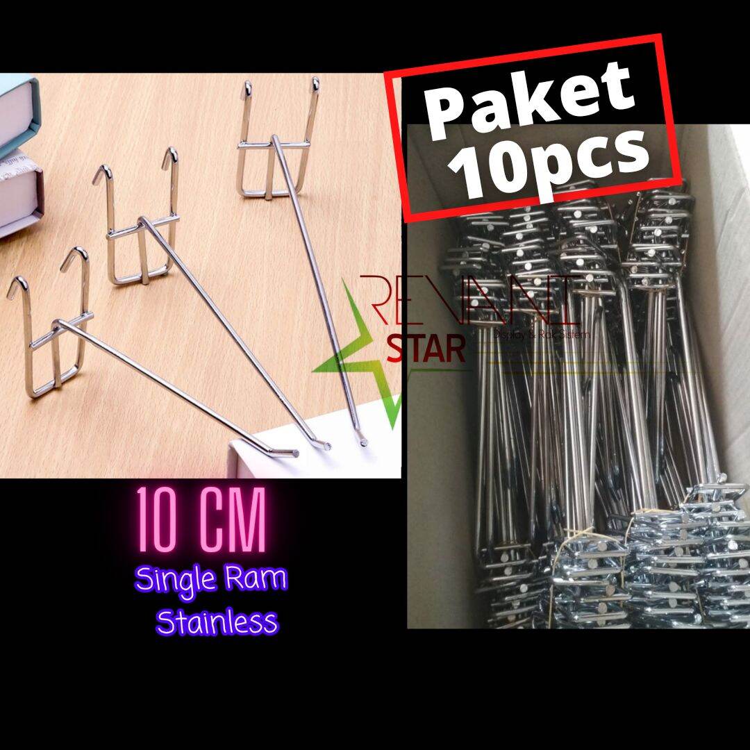 Promo (Paket 10pcs) Single ram stainless 10cm cantolan ram besi hook ...