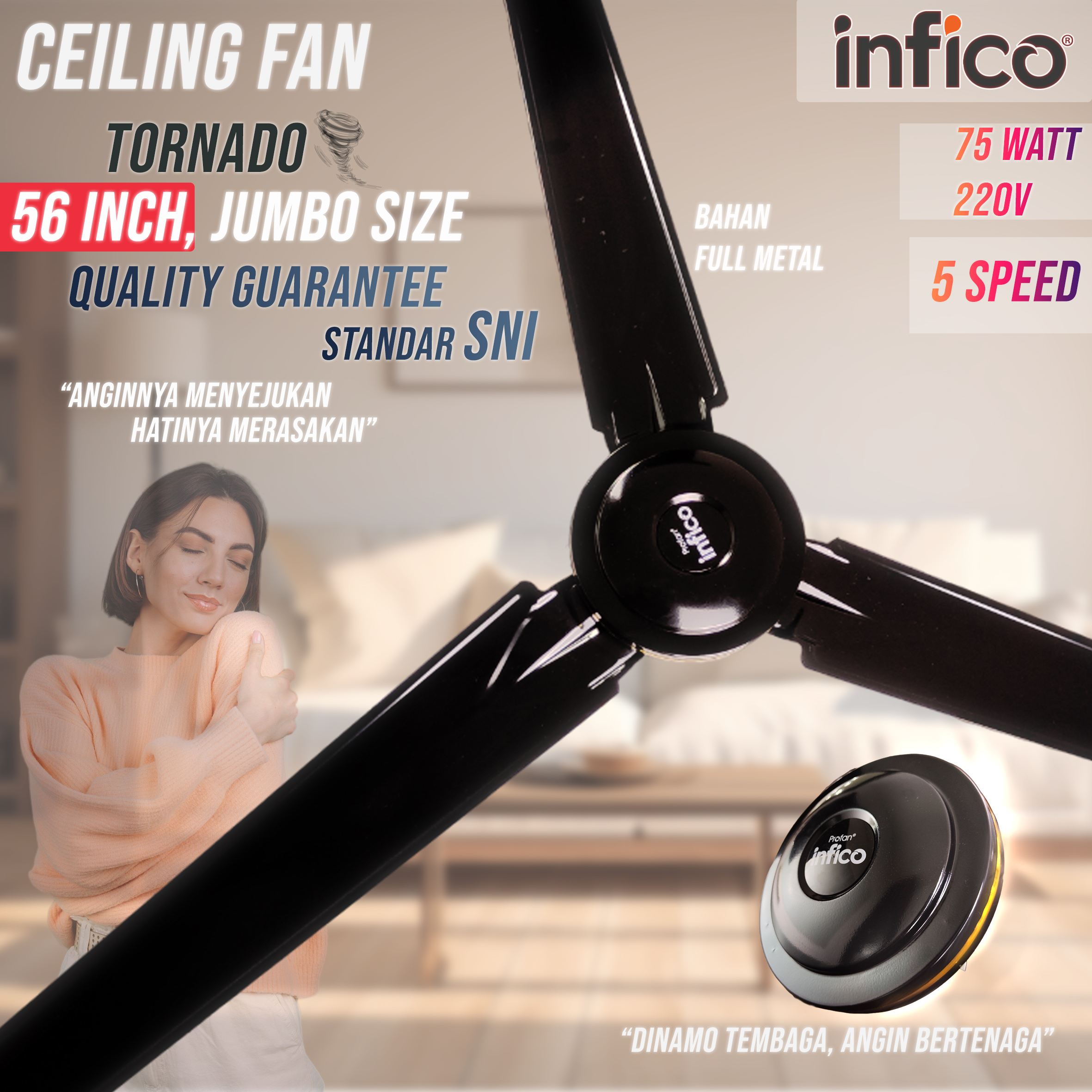 Jual Kipas Gantung Ceiling Full Metal Sni Plafon Fan Besi 3 Daun 56 ...