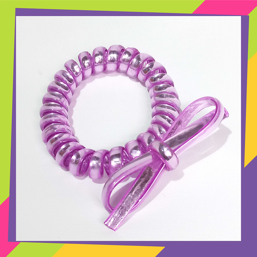 Jual 1808 / Ikat rambut spiral diameter 4cm plus pita / Karet rambut ...