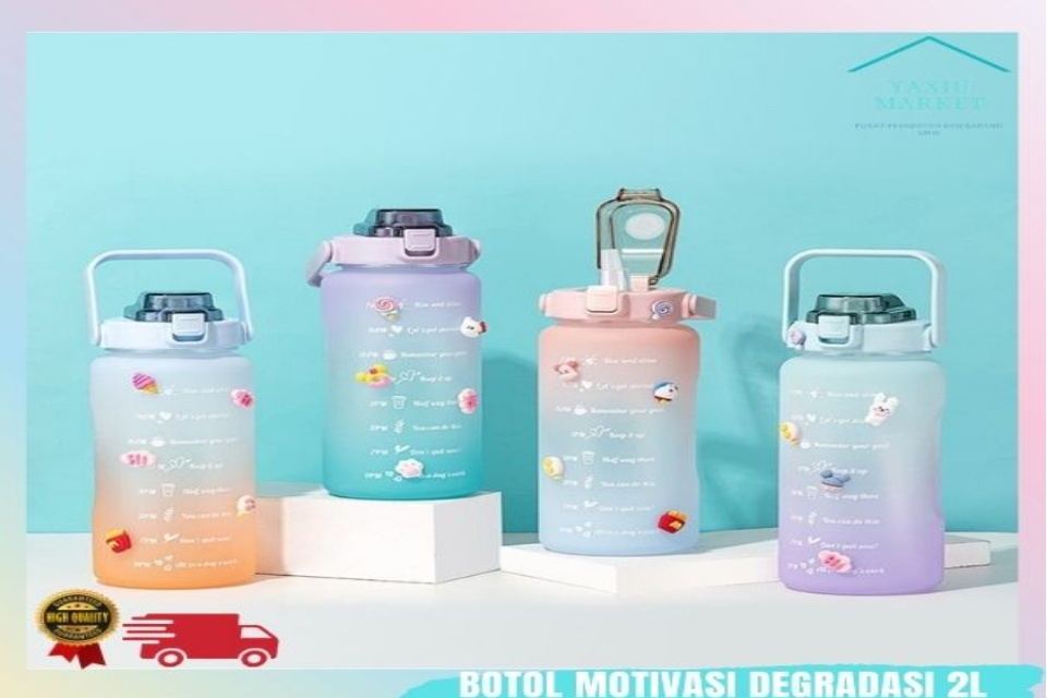 Jual BOTOL MINUM VIRAL 2 LITER BOTOL MINUM VIRAL GRADASI 2 Liter Stiker ...